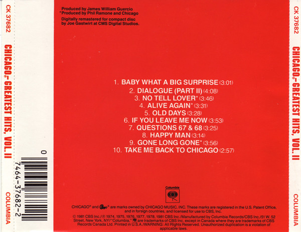 Conny's Chicago Homepage: Greatest Hits Volume II - Details